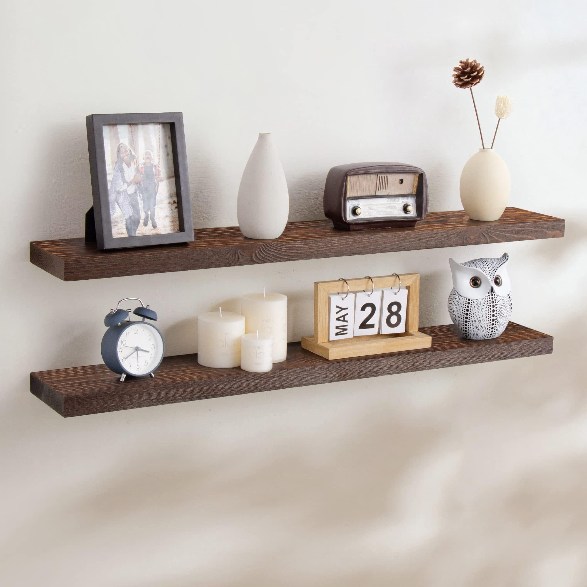 36 inch Handcrafted European Pine Natural Rustic Wooden Floating ...