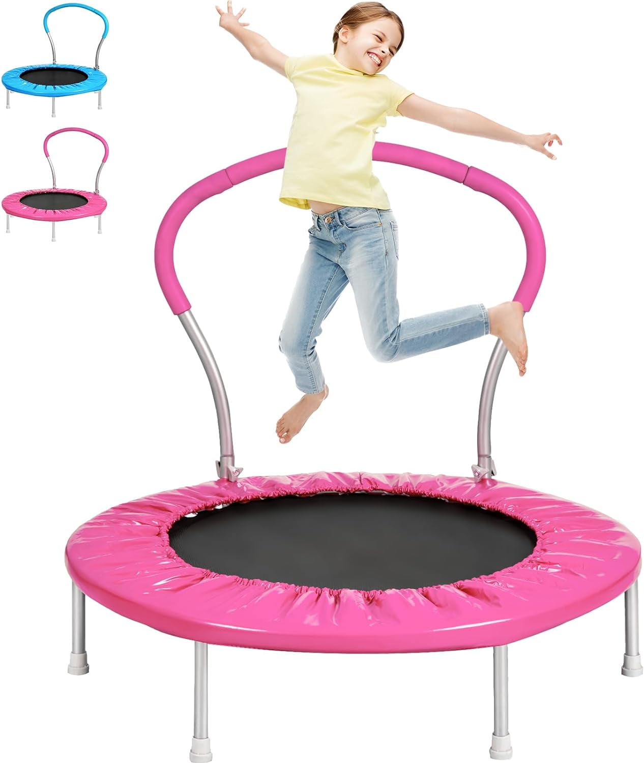 36 Inch Kids Trampoline: Mini Trampoline with Handle Indoor Outdoor Use ...
