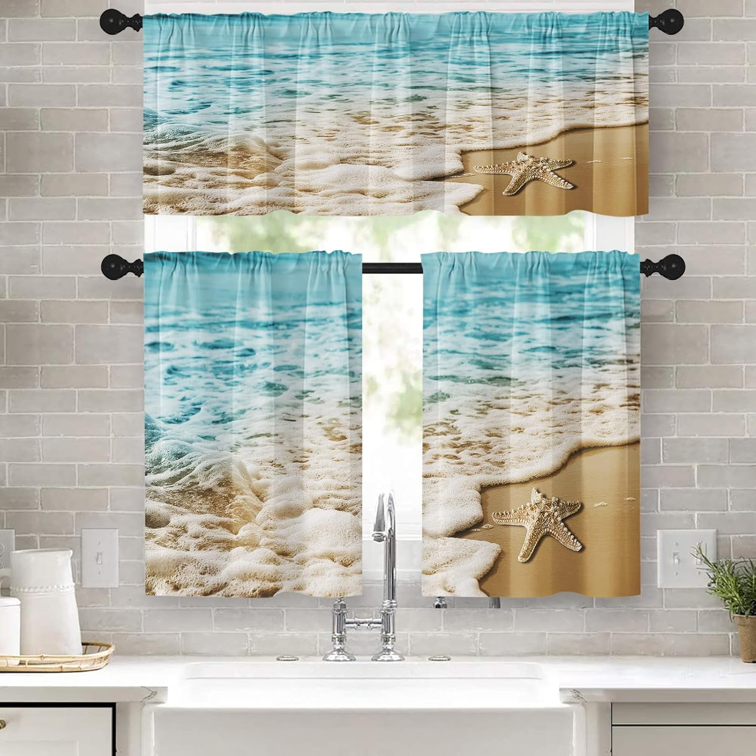 36 Inch Kitchen Curtains Tropical Beach Window Curtains and Valances ...