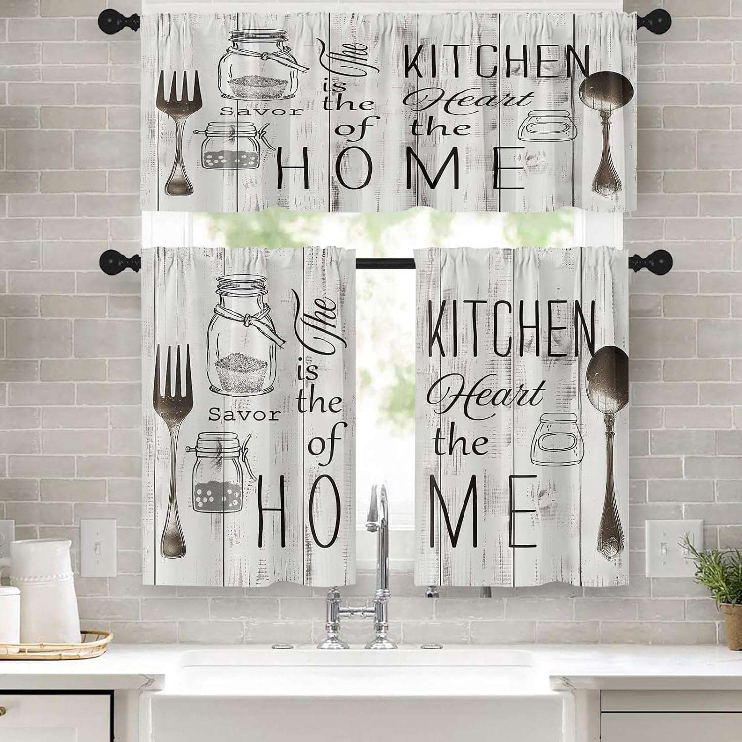 36 Inch Kitchen Curtains White Farmhouse Rustic Window Curtains and ...