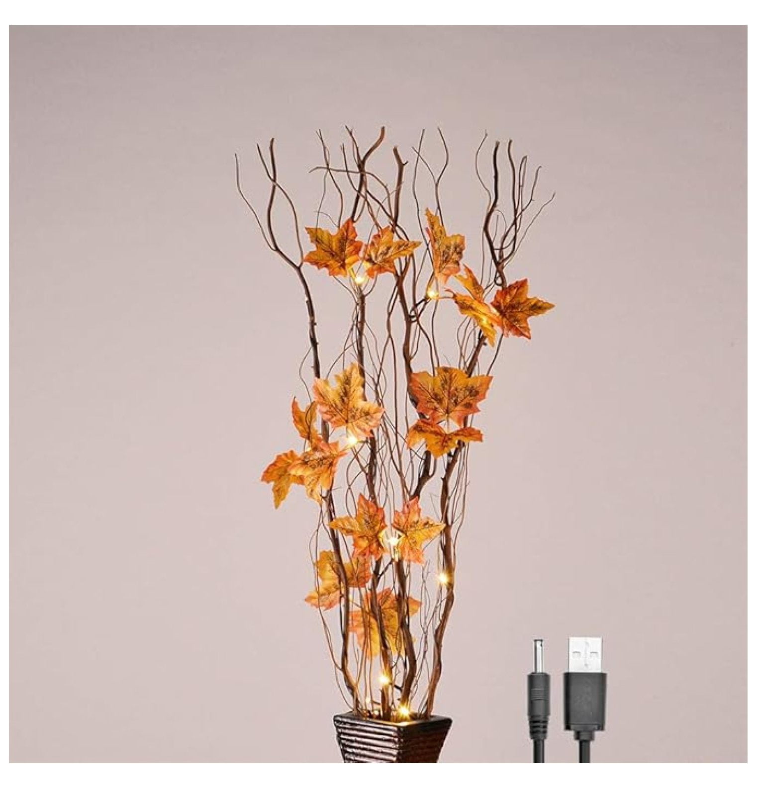 36 Inch LED Twig Branch - Natural Light Maple Leaf Décor - USB/Battery ...