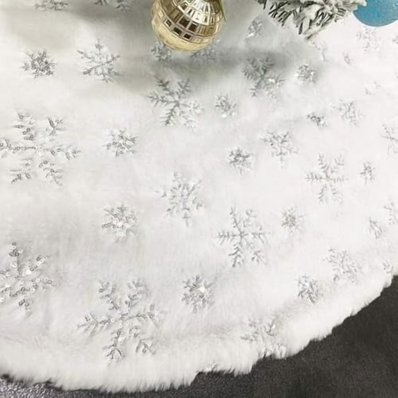 36 Inch Large Christmas Tree Skirt White Tree Skirt Xmas Faux Fur Tree ...