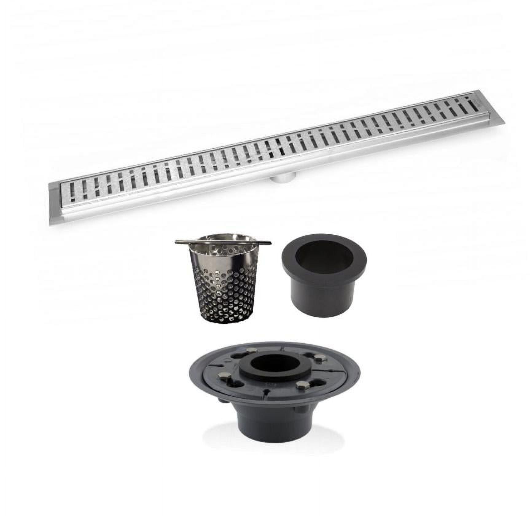 36 Inch Linear Shower Drain with 2 Inch ABS Shower Drain Base and Hair ...