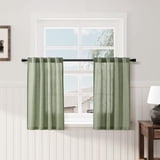 36 Inch Linen Blend Kitchen Curtains Light Filtering Sheer Privacy ...