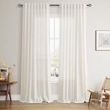 36 Inch Linen Blend Kitchen Curtains Light Filtering Sheer Privacy ...