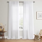 36 Inch Linen Blend Kitchen Curtains Light Filtering Sheer Privacy ...