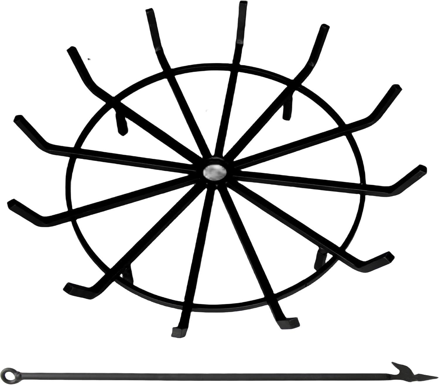 36 Inch Log Grate Wrought Iron Fire Pit Round Spider Wagon Wheel ...