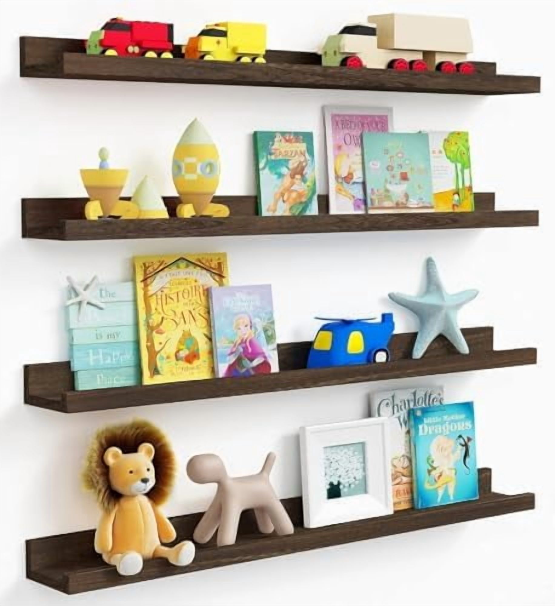 36 Inch Long Picture Ledge Shelf, Wooden Floating Shelves for Wall with ...