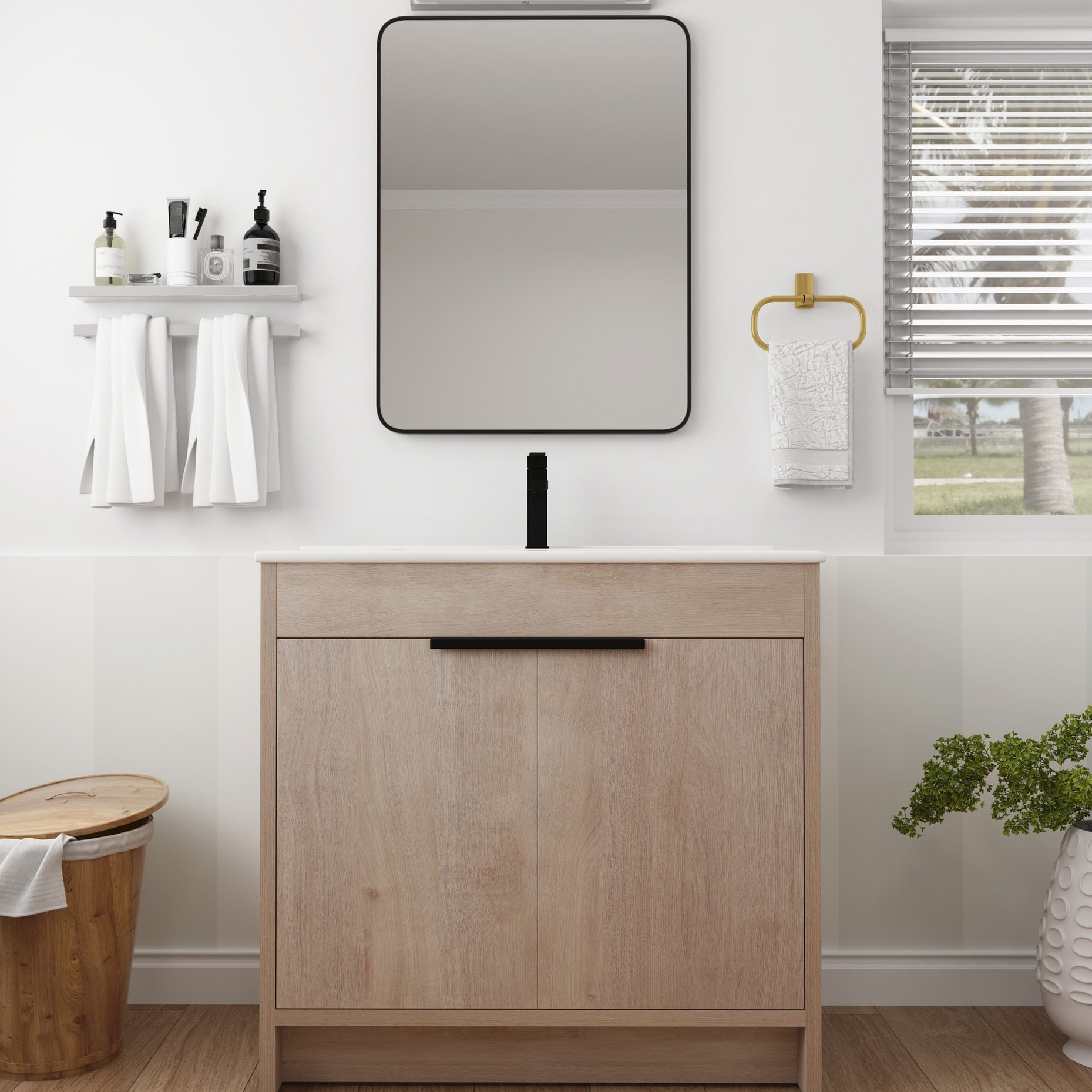 36 Inch Modern Freestanding Vanity with 2 Doors / Eco-Friendly Plywood ...