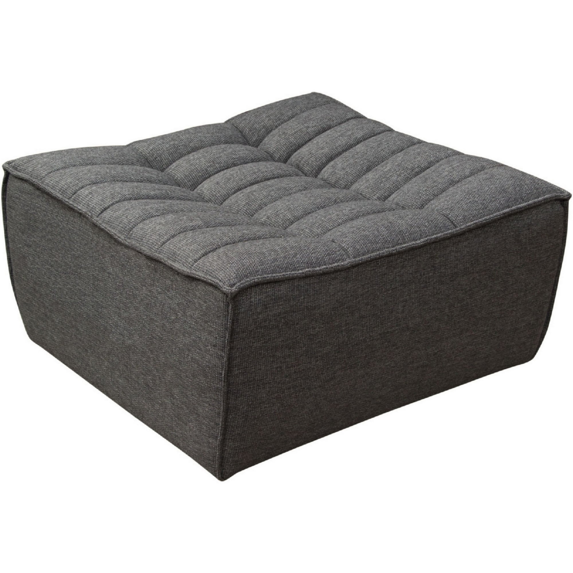 36 Inch Modern Ottoman, Scooped Surface, Tufted, Modular, Smooth Gray ...