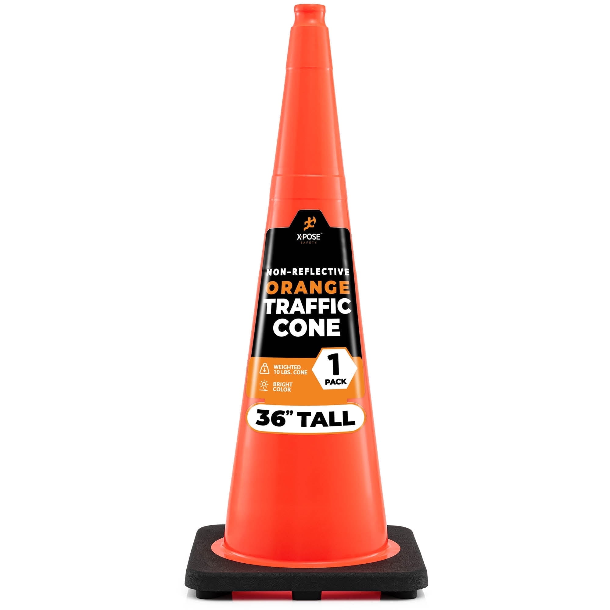 36 Inch Orange Traffic Cones, 1-Pack - Multipurpose PVC Plastic Safety ...