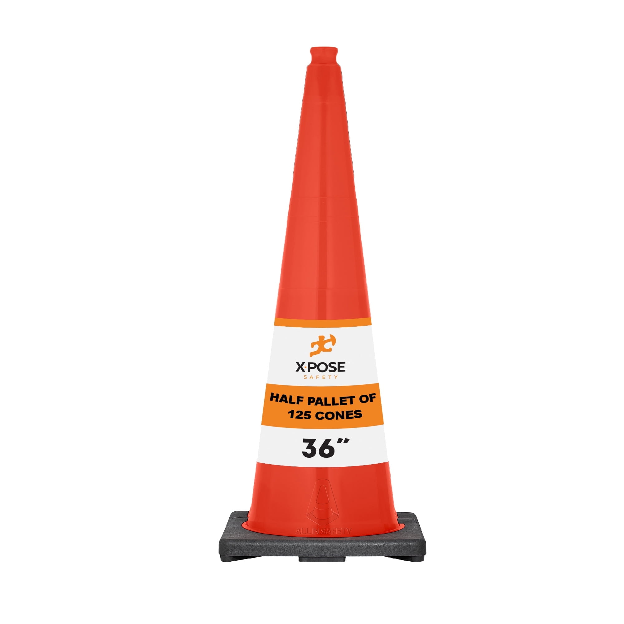 36 Inch Orange Traffic Cones, 125-Pack - Multipurpose PVC Plastic ...