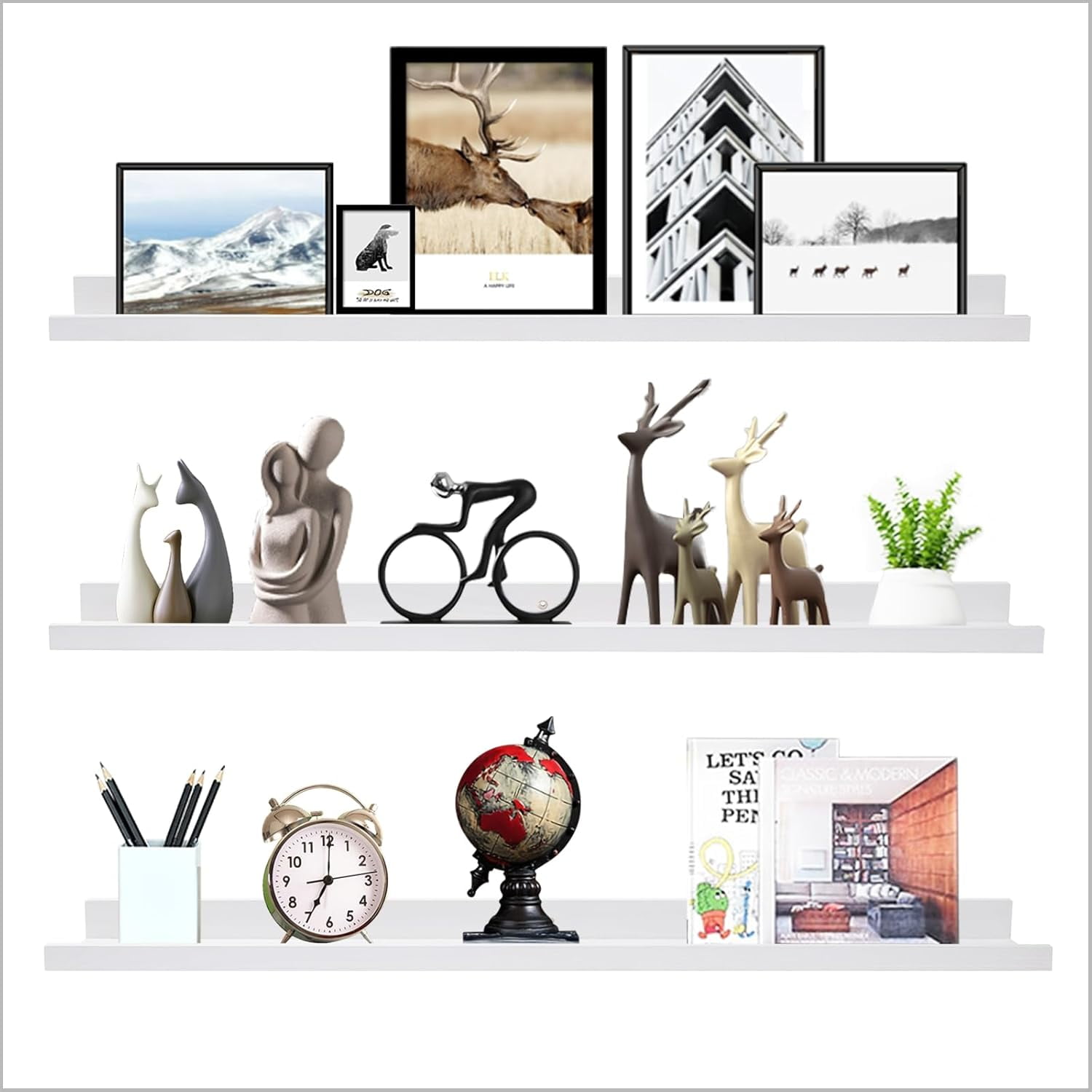 36 Inch Picture Ledge Shelf Floating Shelves Wall Mounted Set of 3 ...