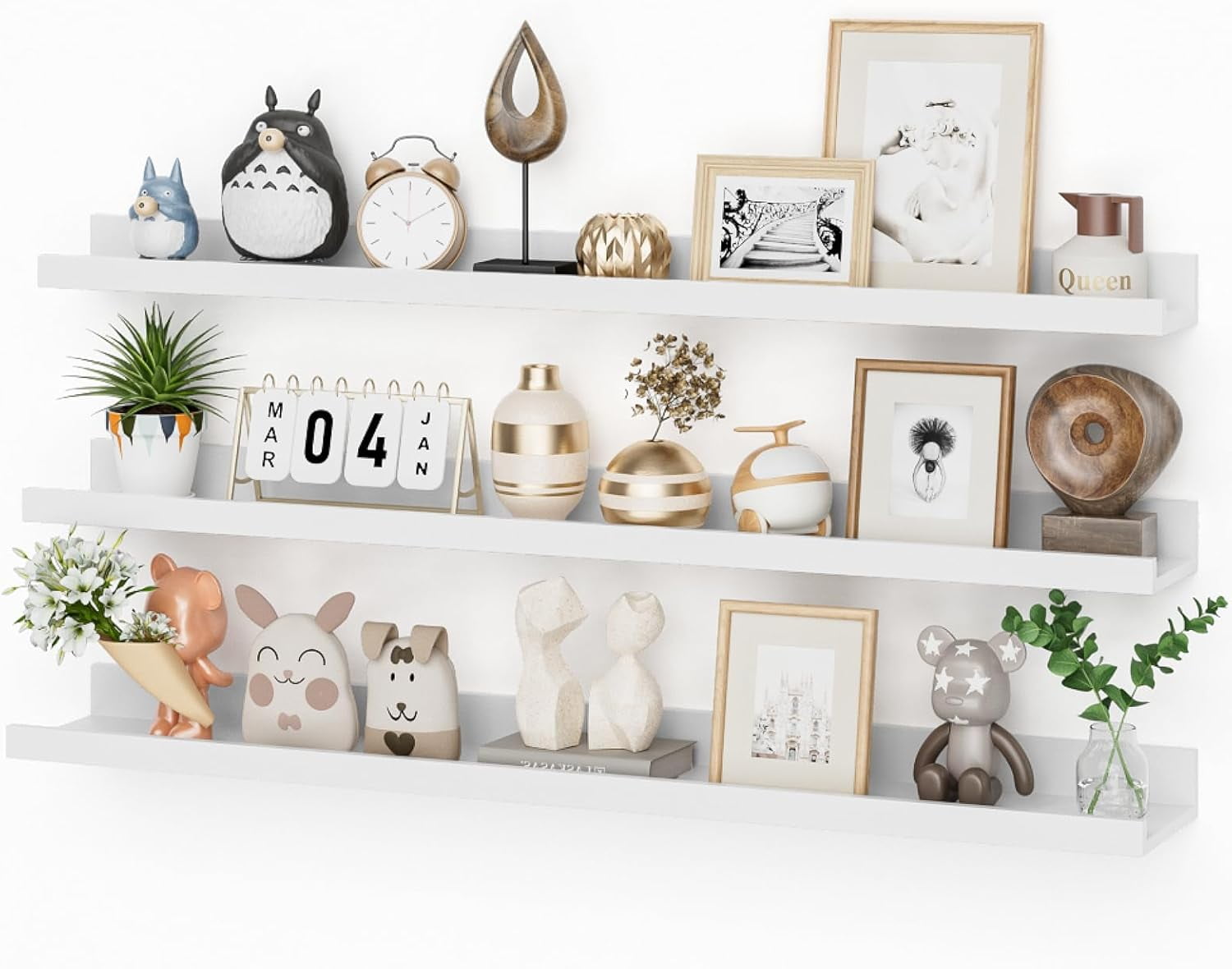 36 Inch Picture Ledge Shelf with Lip,White Floating Shelves for Wall ...