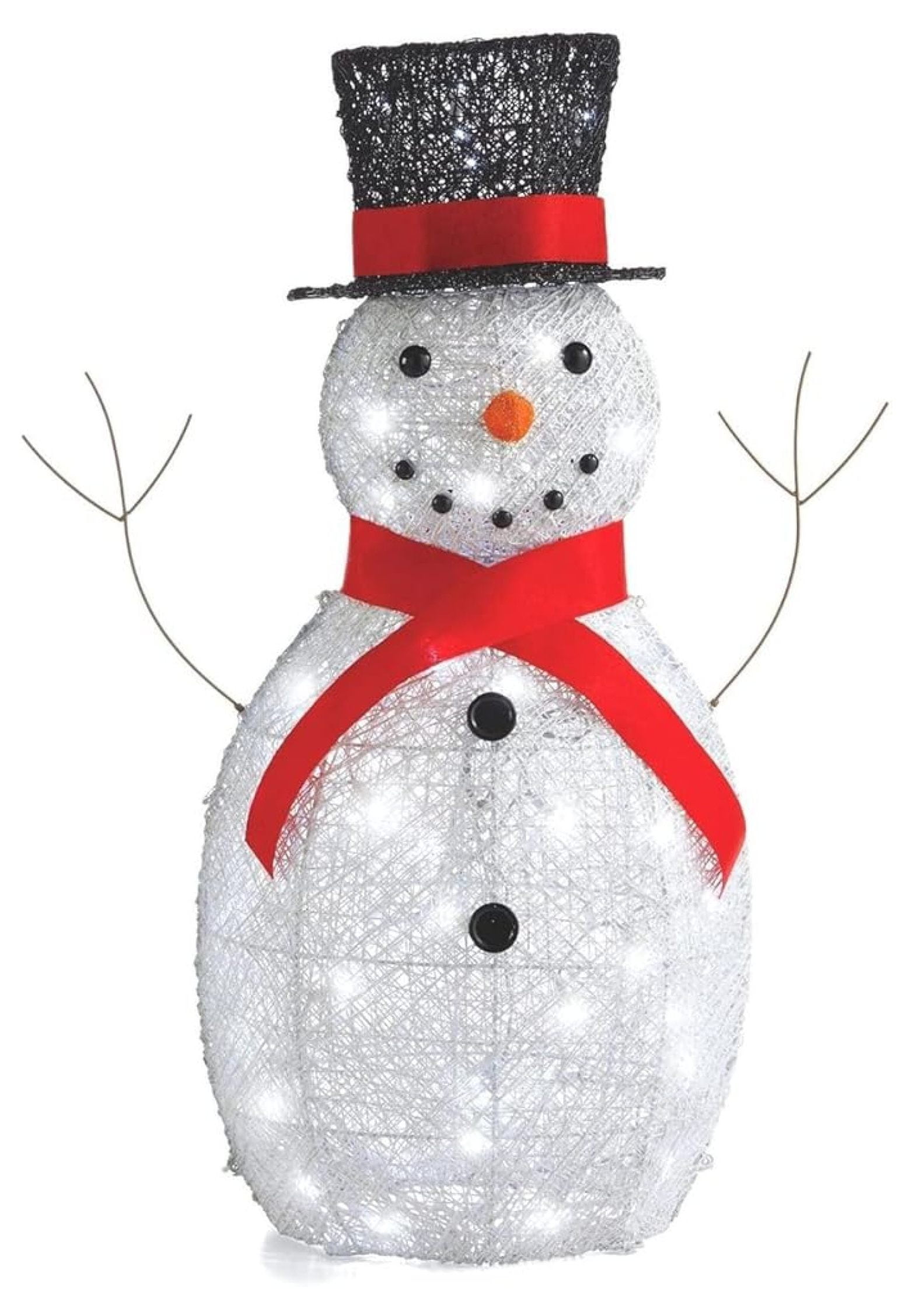 36 Inch Pre-Lit Snowman Christmas Decoration, Metal Holiday Lawn Decor ...
