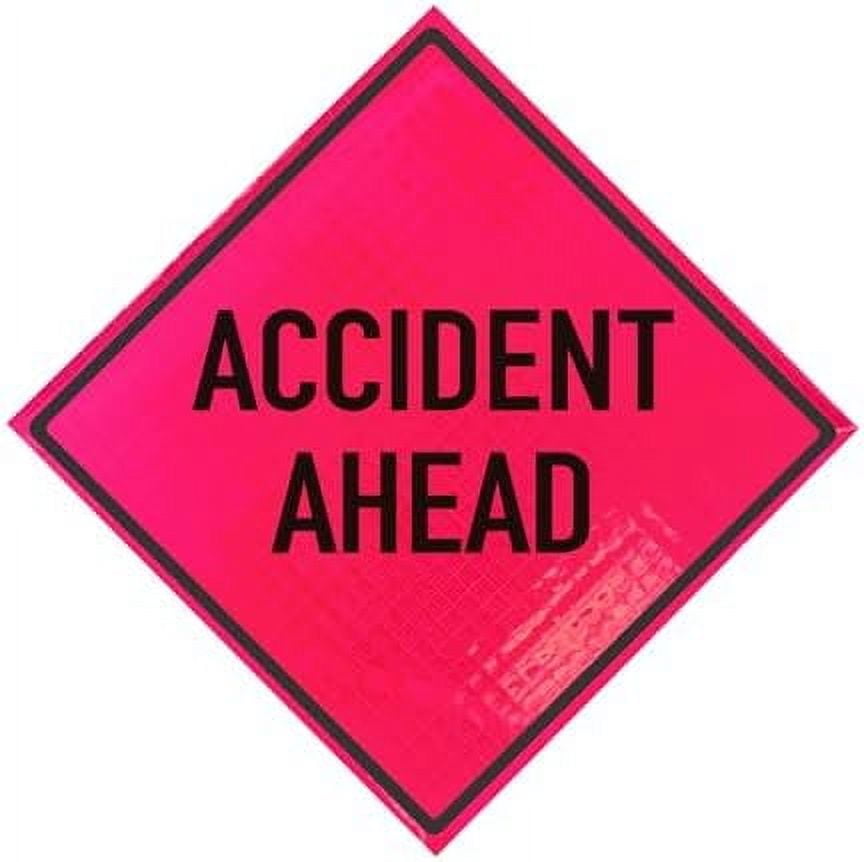 36 Inch Reflective Pink Roll-Up Sign - ACCIDENT AHEAD - Walmart.com
