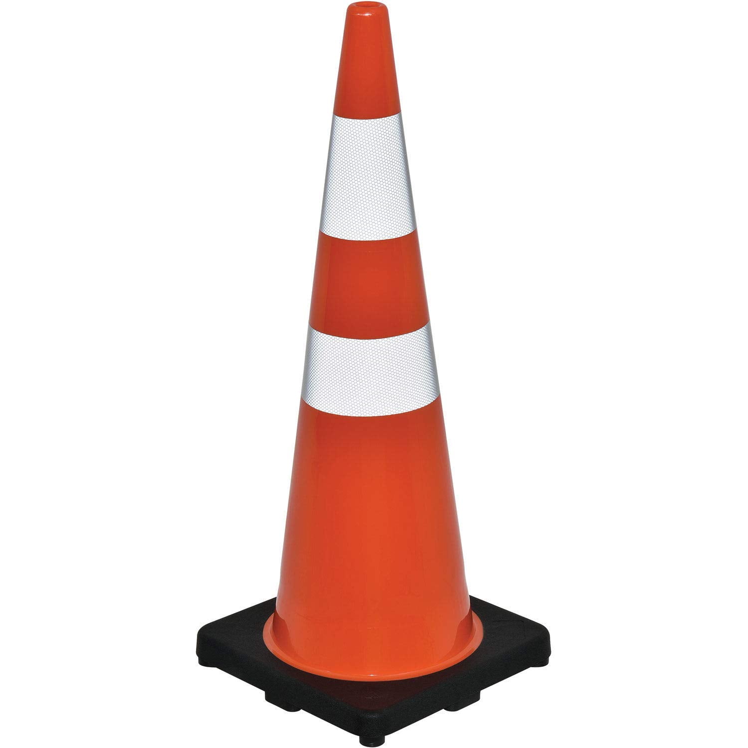 36 Inch Reflective Safety Traffic Cone with Black Base, 10 lbs Weight ...