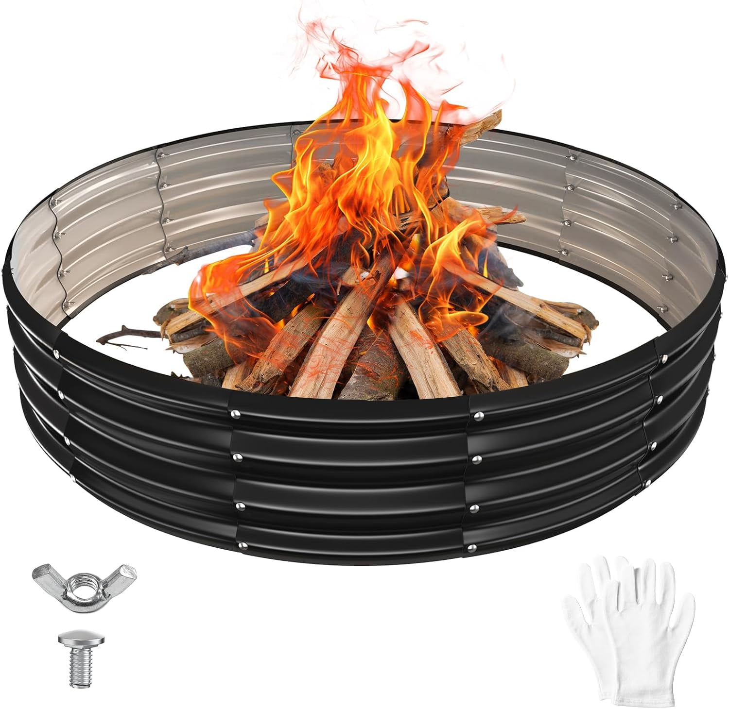 36 Inch Round Galvanized Fire Pit Ring/Fire Ring - Foldable and Perfect ...