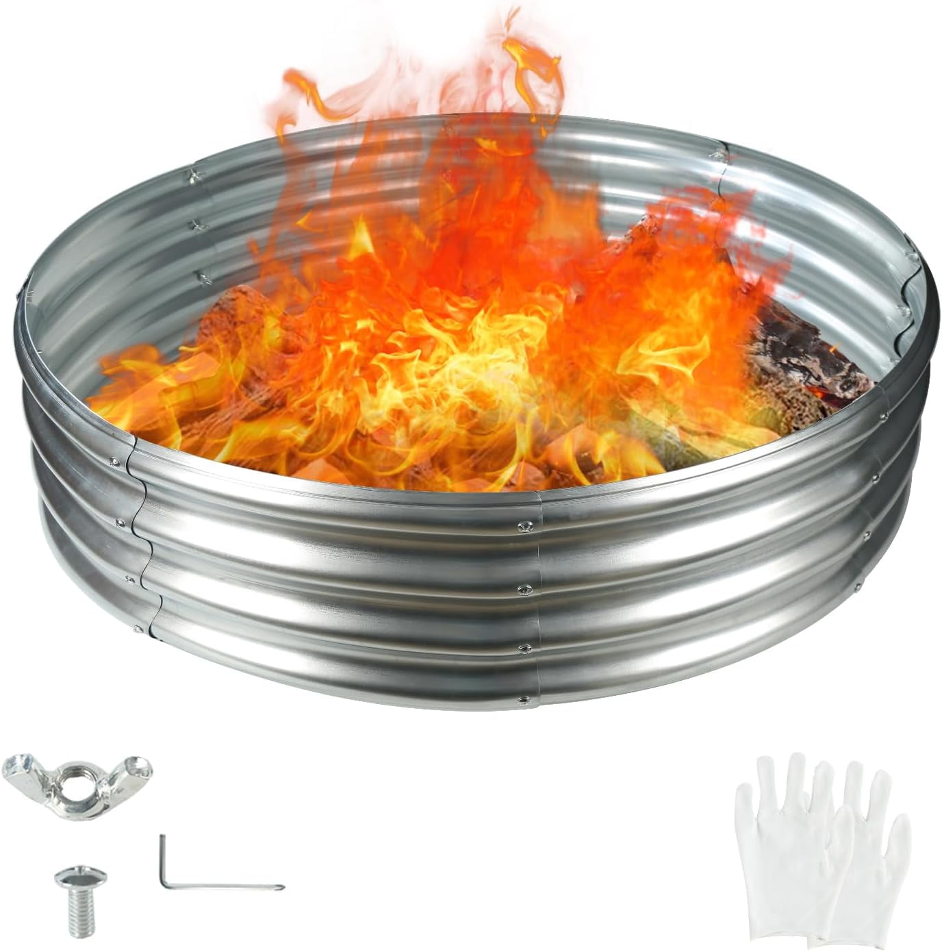 36 Inch Round Galvanized Fire Pit Ring/Fire Ring - Foldable and Perfect ...