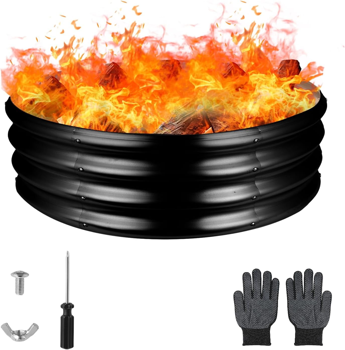 36 Inch Round Galvanized Fire Pit Ring, Round Galvanized Fire Ring, 3 ...