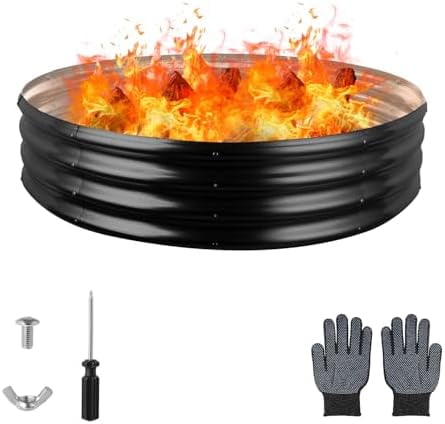 36 Inch Round Galvanized Fire Pit Ring, Round Galvanized Fire Ring, 3 ...