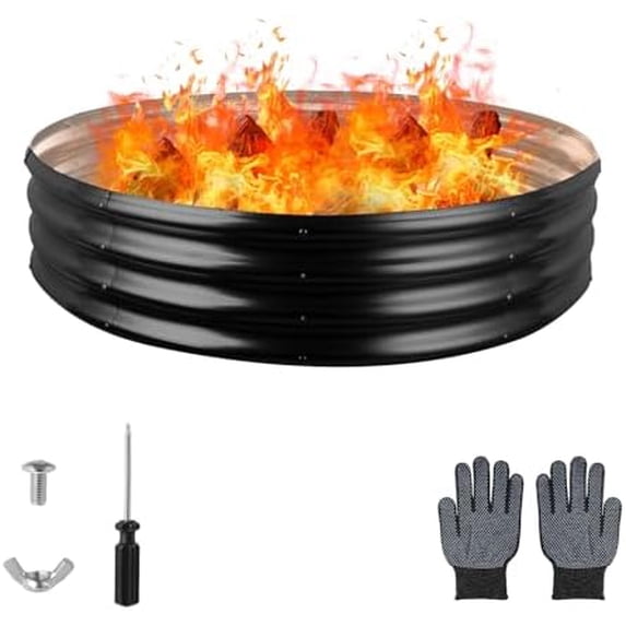 36 Inch Round Galvanized Fire Pit Ring, Round Galvanized Fire Ring, 3 ...