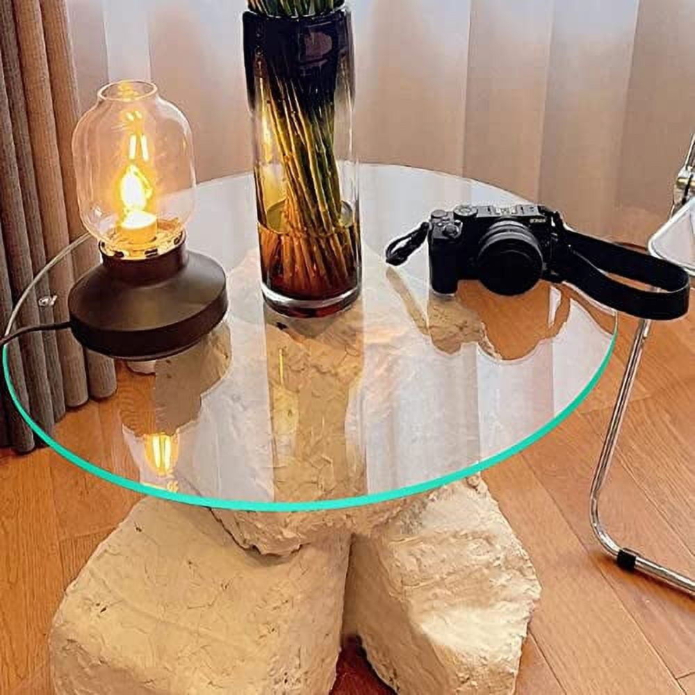 36 Inch Round Glass Dining Table Top,Circle Tempered Glass Kitchen Table Top Set for 4-6,0.35 ...