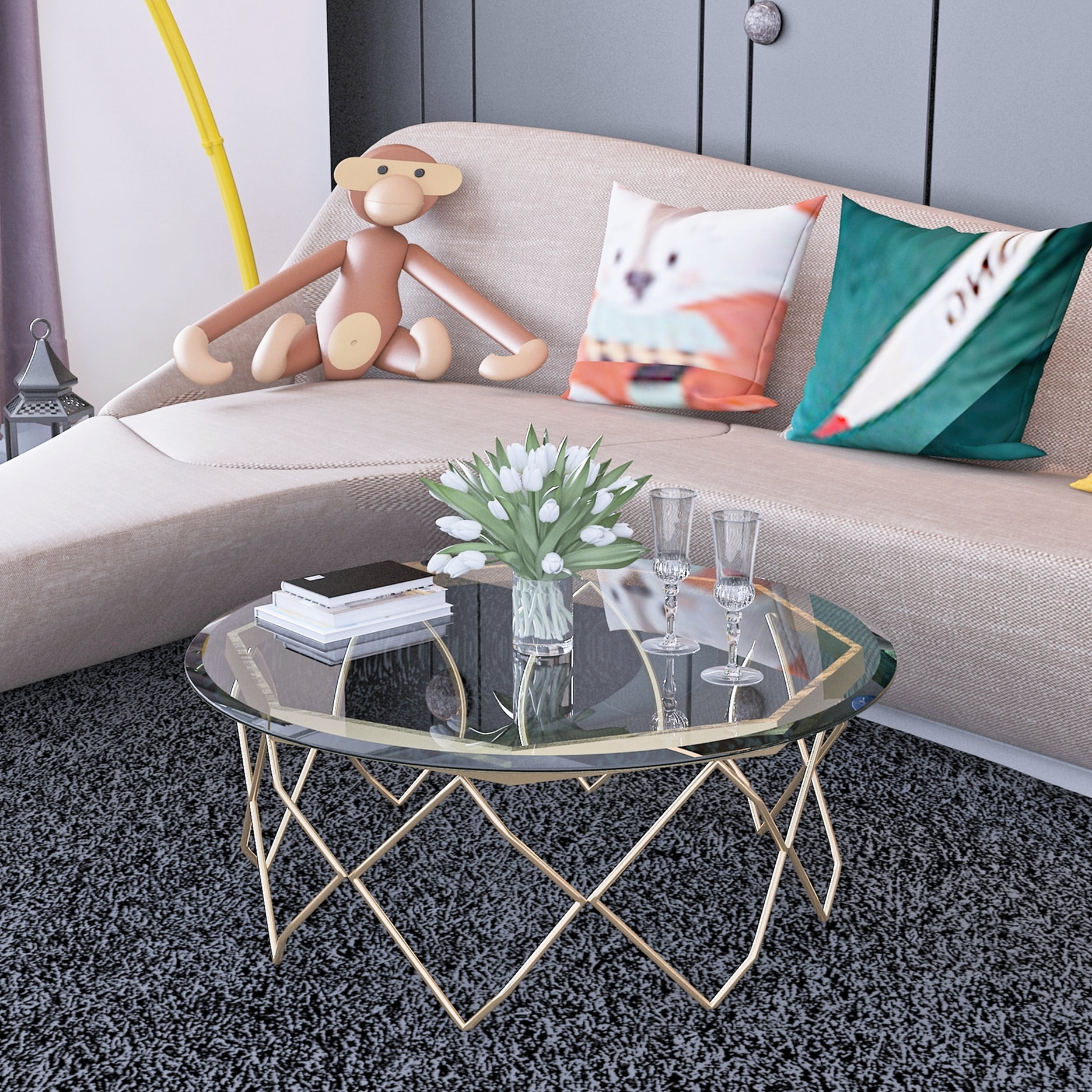 36" Inch Round Glass Table Top - Tempered, 1/2" Thick, Beveled ...