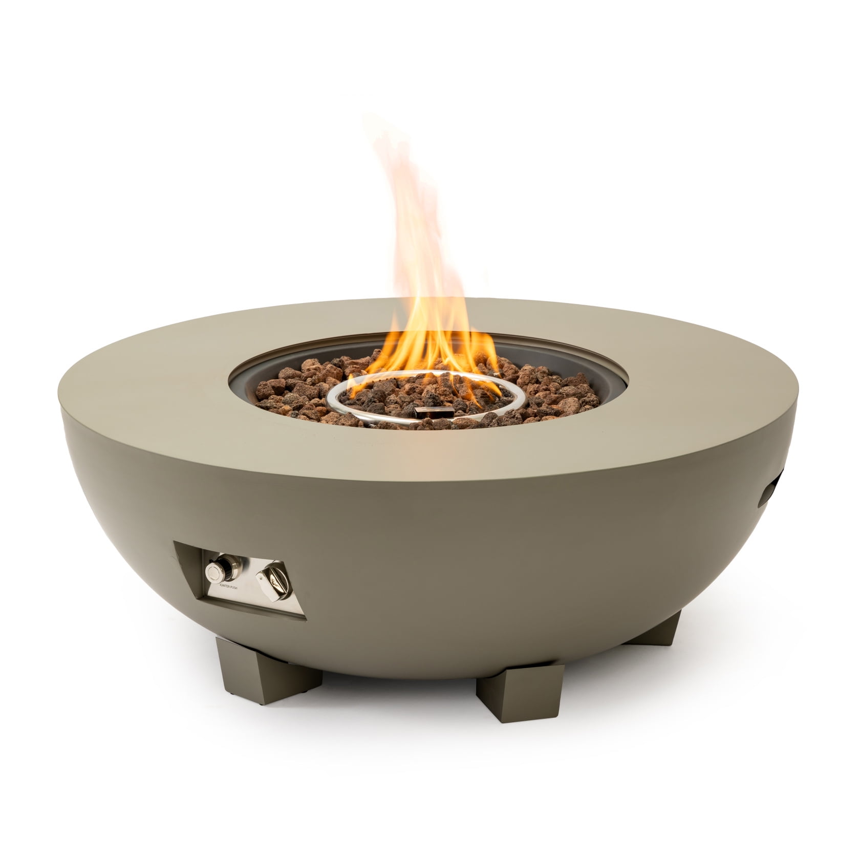 36-Inch Round Iron Fire Pit Table with Push-Button Ignition ...
