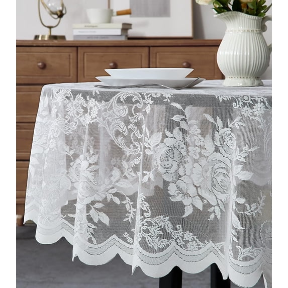 36 Inch Round Tablecloth with English Rose Design. Use as Round Small ...