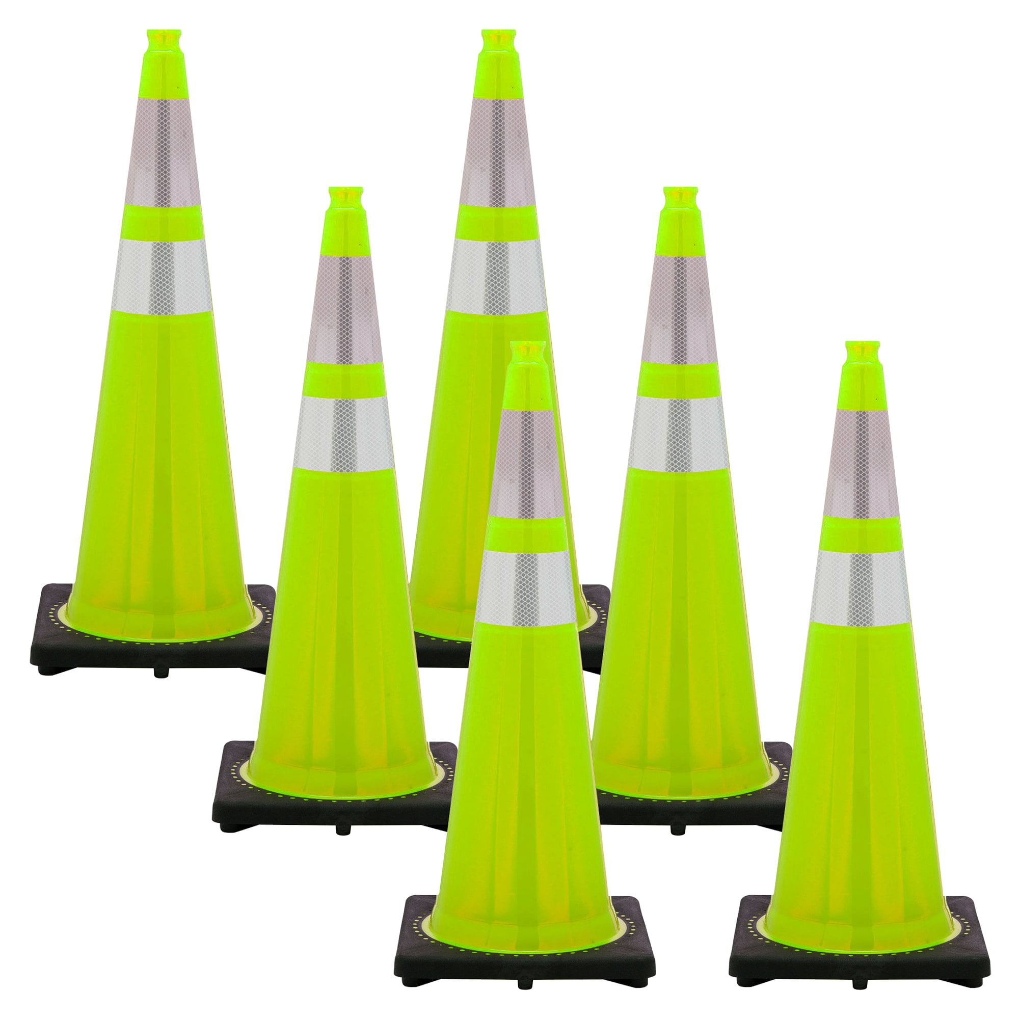36 Inch Safety Green Reflective Traffic Cones (6 Pk) - Walmart.com