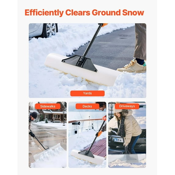 36 Inch Snow Pusher Shovel HDPE Plastic Blade with Metal Edged Strip ...
