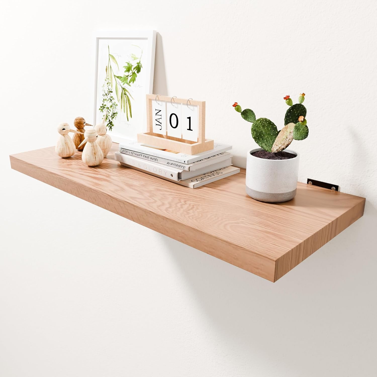36 Inch Solid Oak Floating Shelves - Natural 12 Inch Deep Wall Shelf ...