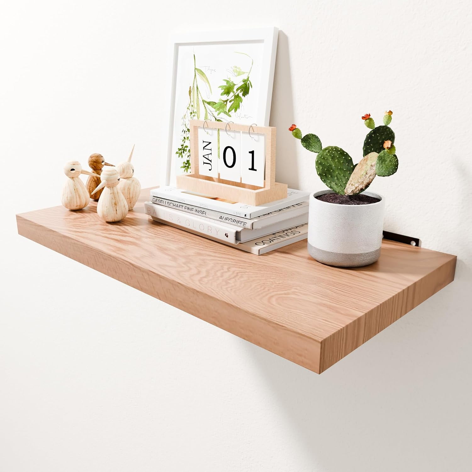 36 Inch Solid Oak Floating Shelves - Natural 12 Inch Deep Wall Shelf ...