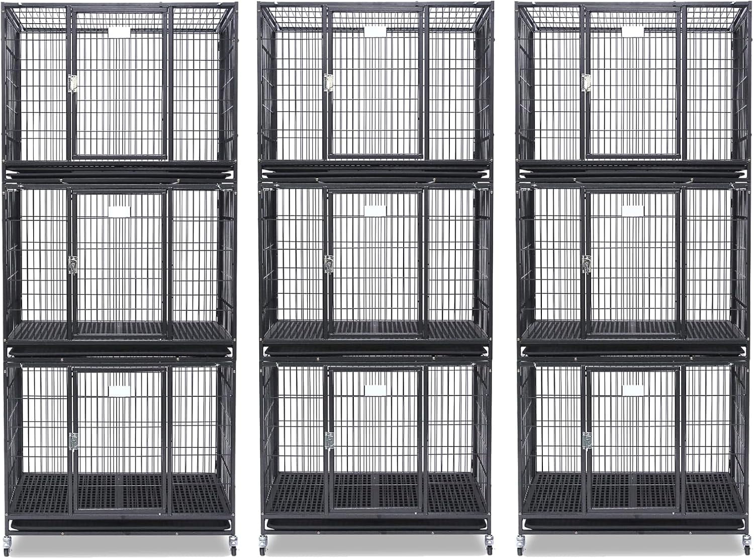 36 Inch Stackable Metal Heavy Duty Dog Crate Cage Medium Sized Dog with ...