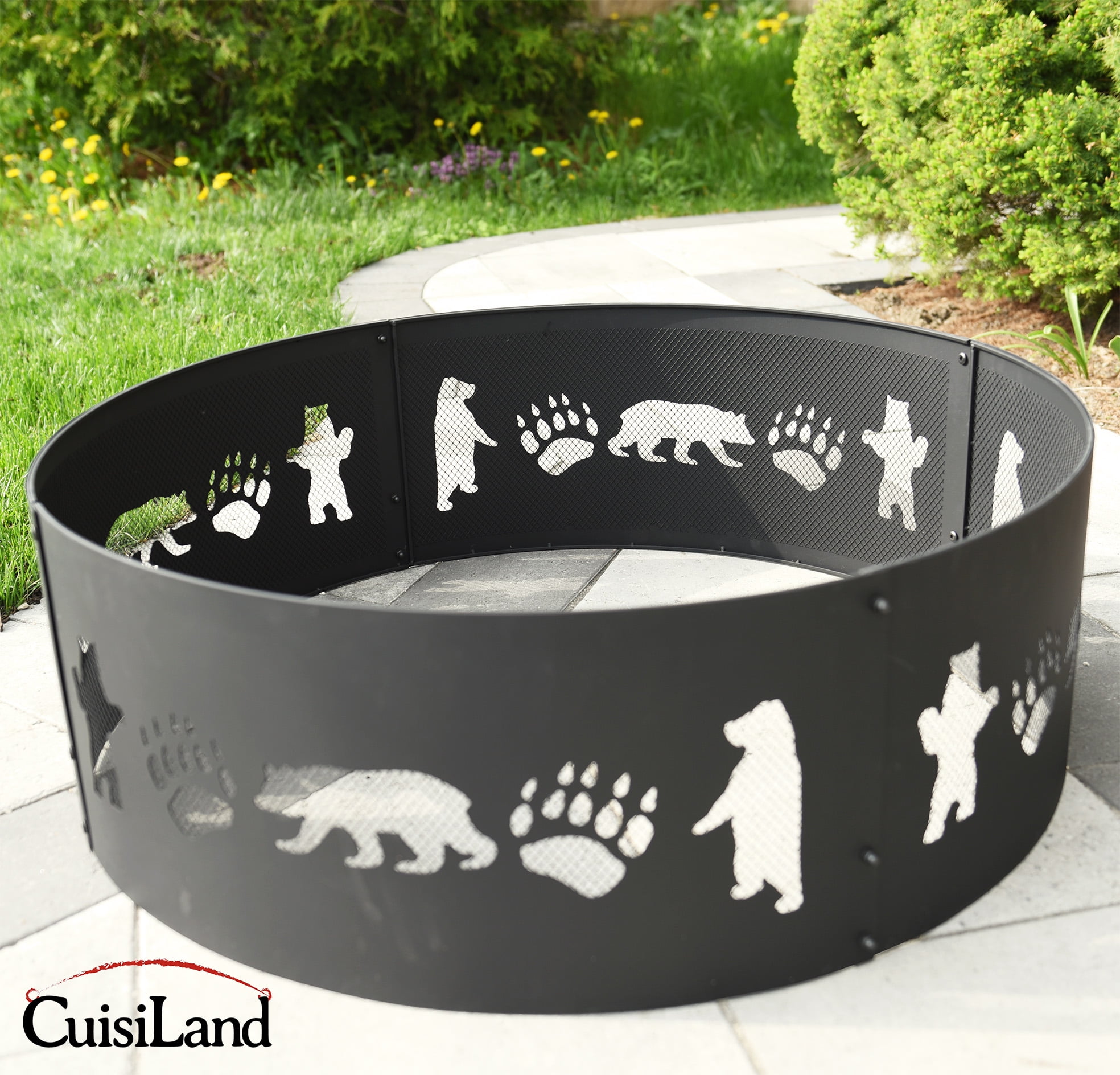 36 Inch Steel Fire Ring with Bear Prints, Cuisiland - Walmart.com