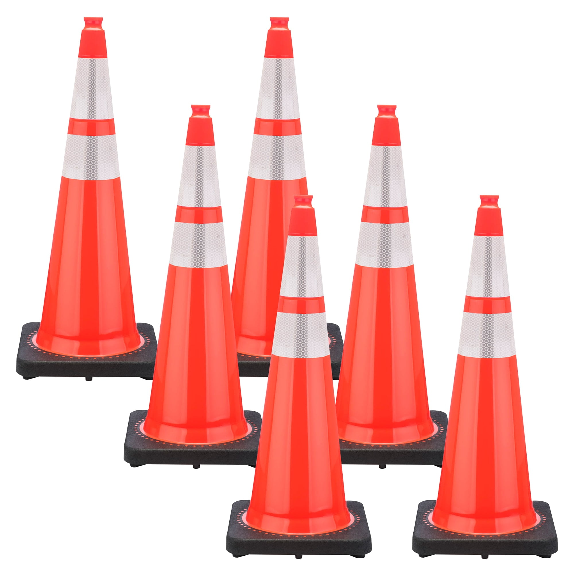 36 Inch Traffic Orange Reflective Traffic Cones (6 Pk) - Walmart.com