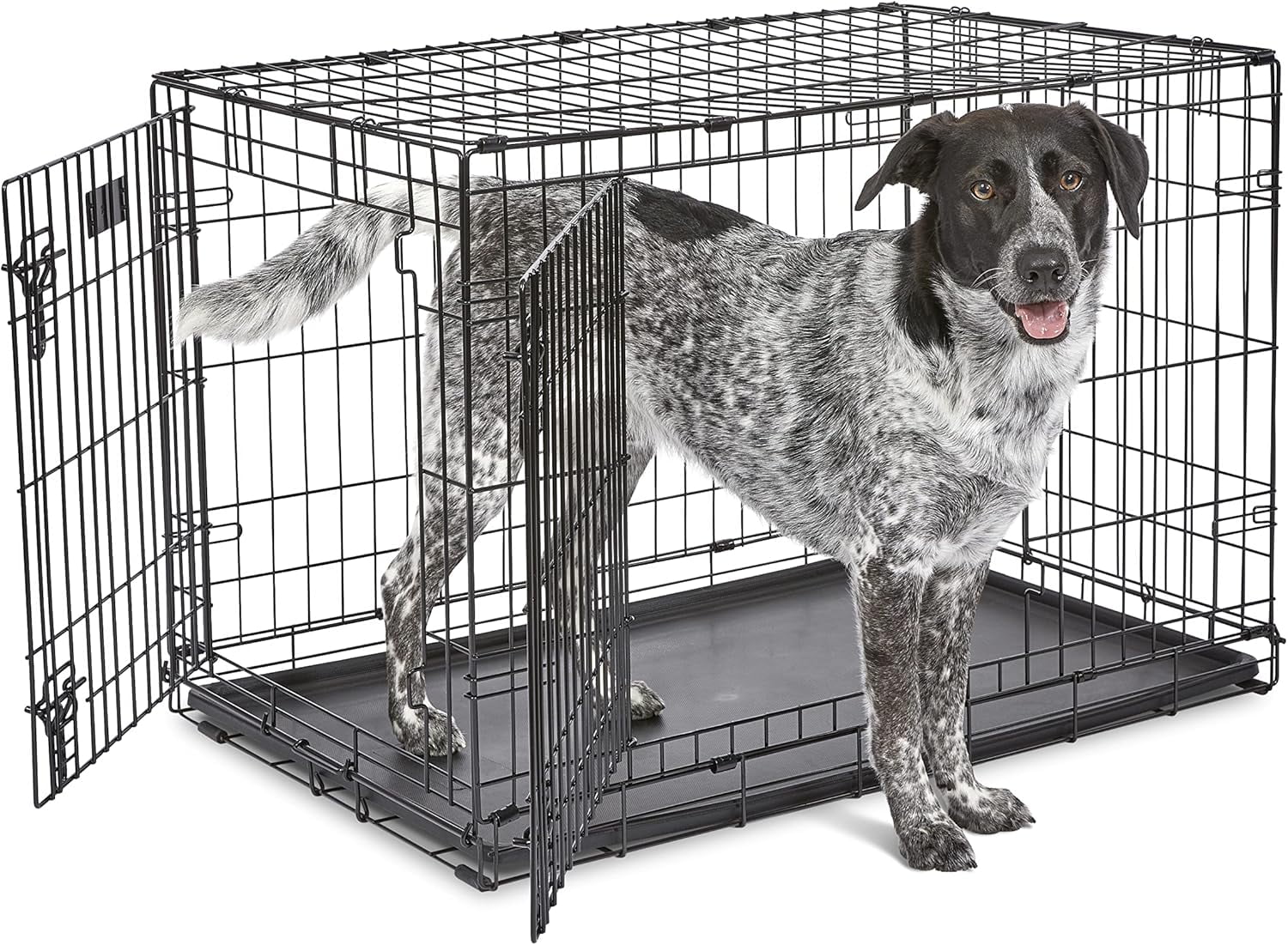 36-Inch Two-Door iCrate Folding Crate with Divider Panel, Leak-Proof ...
