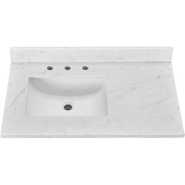 ONLY VANITY TOP Montary Bathroom 31 inch Carrara White Engineered Stone ...