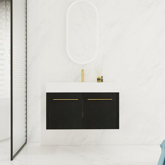 36 Inch Wall-Mounted Vanity for Bathroom | Scratch-Resistant Finish ...