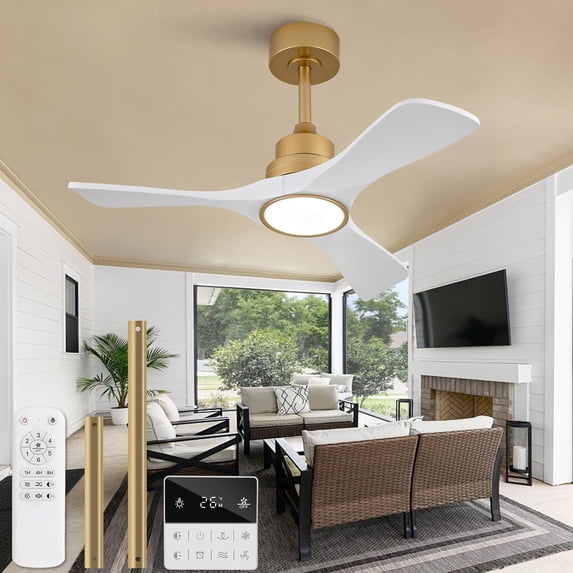 36 Inch White and Ceiling Fans with Lights and Remote, 3 Ceiling Fan ...