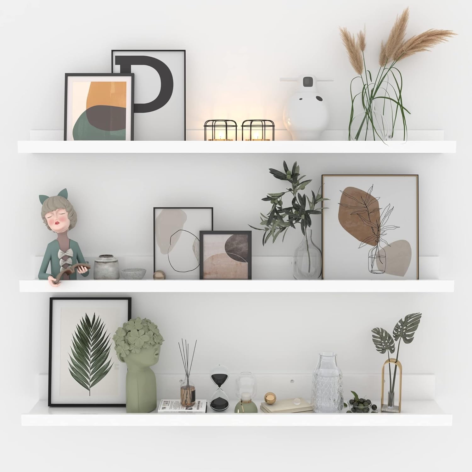 36 Inch White Floating Shelves for Wall Mount, Modern Wall Shelf Ledge ...