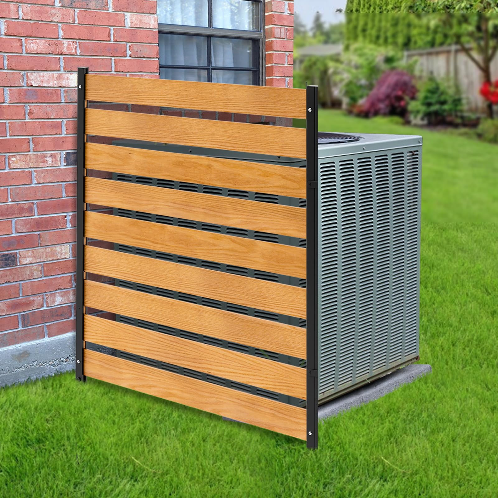 36 Inch Wide Wood AC Fence Panel, 60 Inch Tall Outdoor Privacy Screen for Trash Bins, Pool Pumps ...