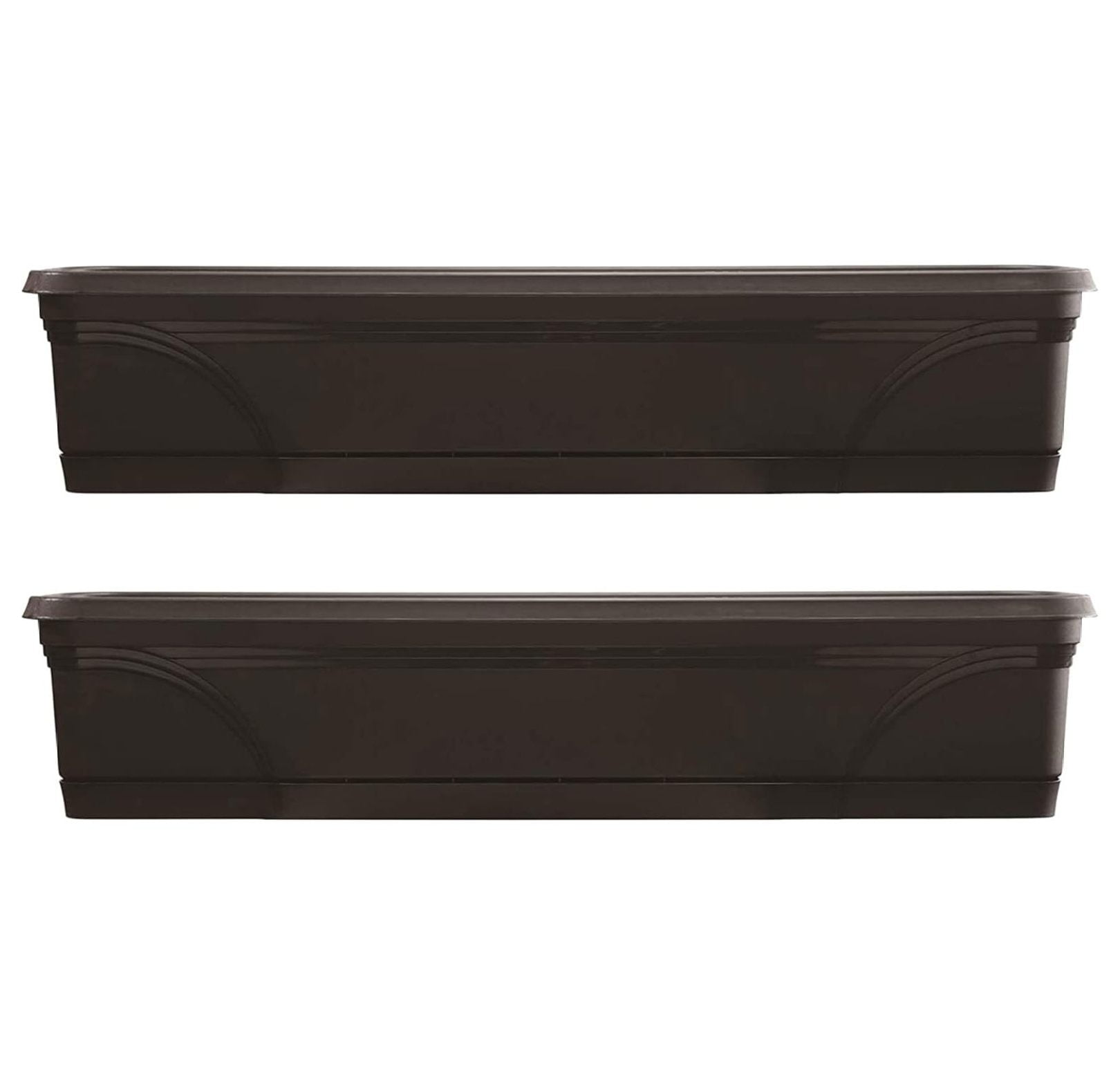 36 Inch Window Box Planters (2 Pack), Black - Indoor Outdoor Hanging Planters, Rectangular ...