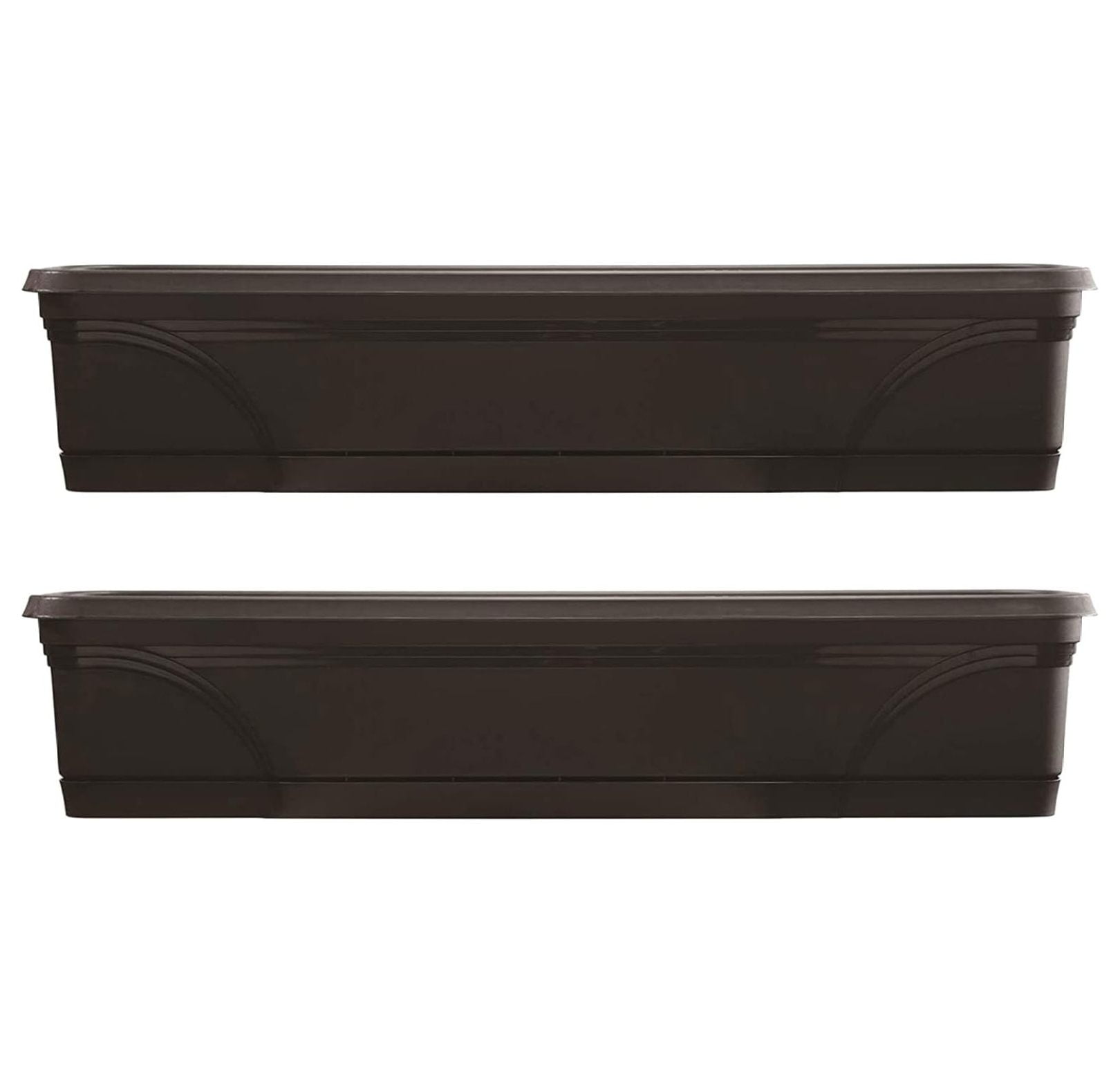 36 Inch Window Box Planters (2 Pack), Black - Indoor Outdoor Hanging ...