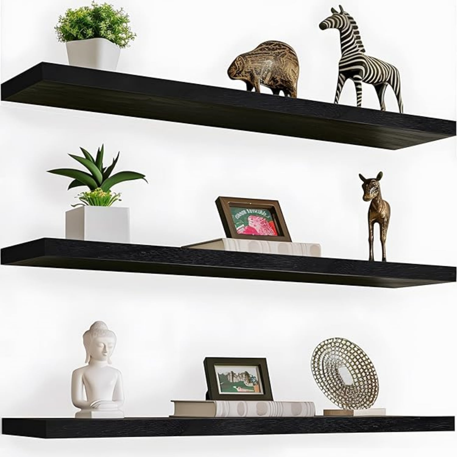 36 Inch Wood Floating Shelves for Wall, Wooden Wall Shelves for Bedroom ...