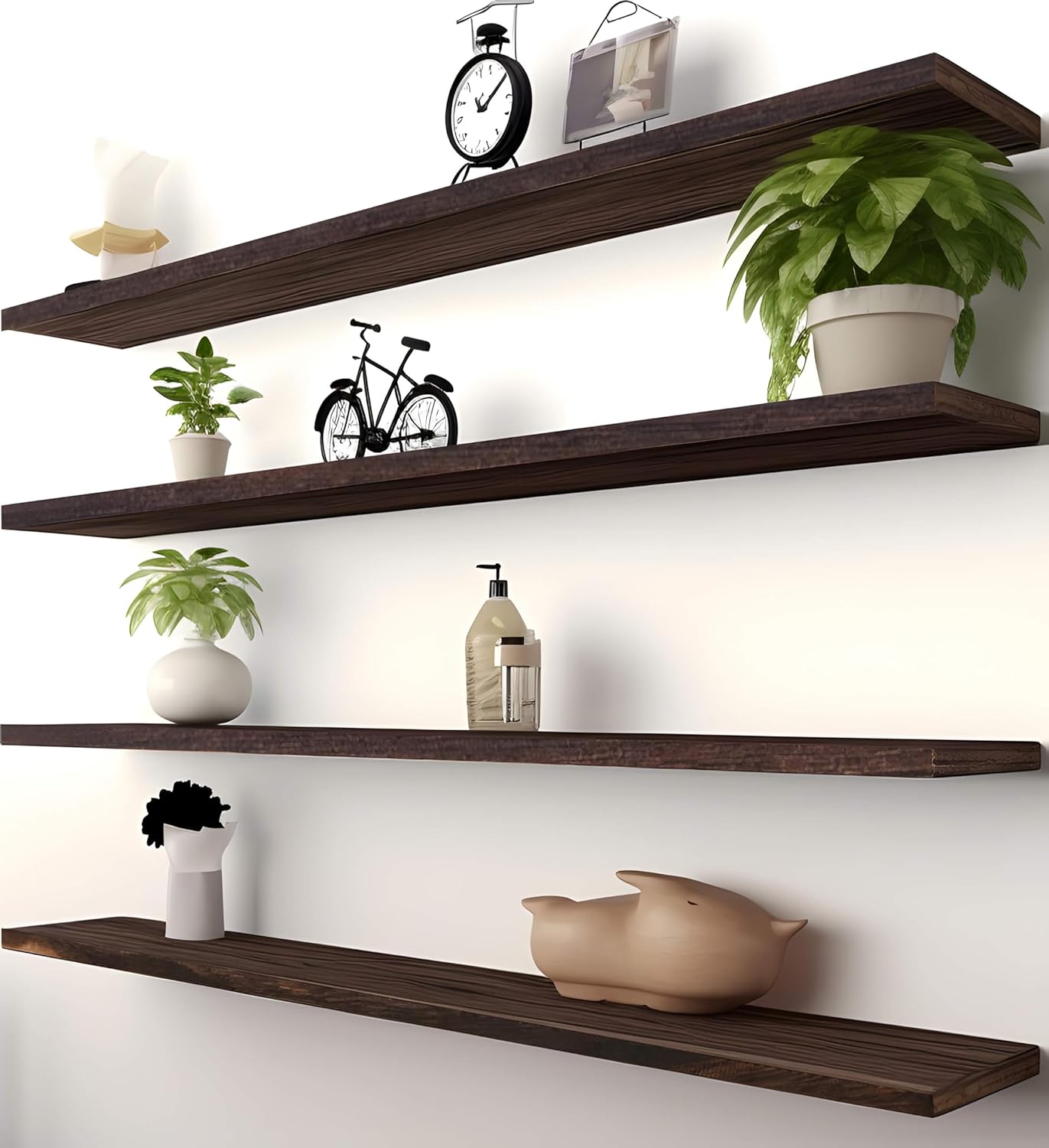 36 Inch Wood Floating Shelves for Wall, Wooden Wall Shelves for Bedroom ...