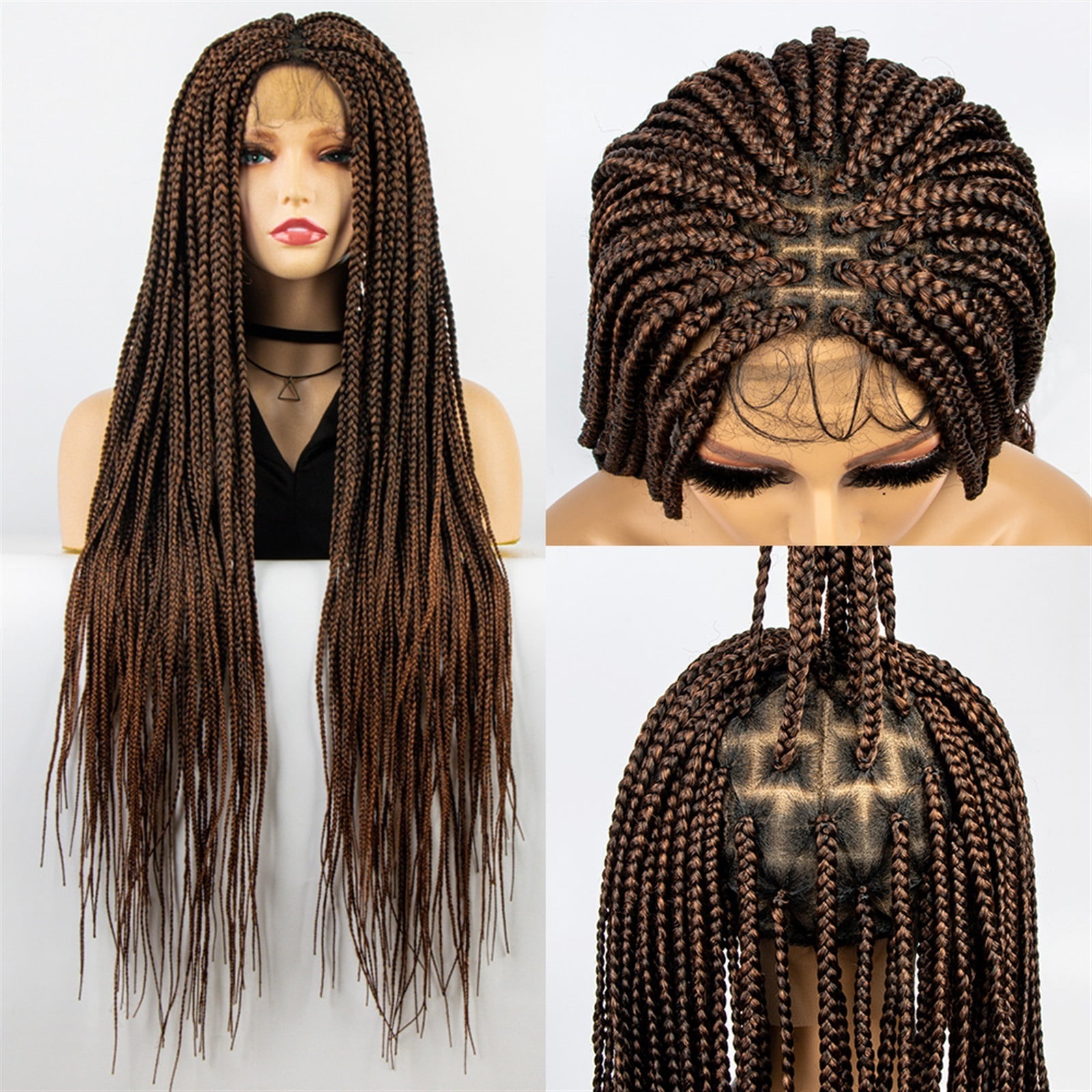 36 Inches Knotless Box Braids Wigs Synthetic Full Lace Wig Braided Wigs ...