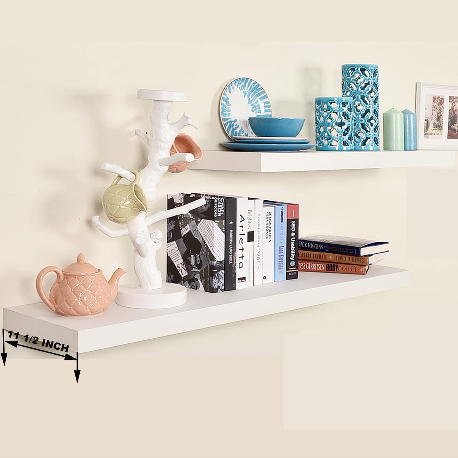 36 Inches Length Floating Shelves, 12 Inches Deep Wall Shelves for ...