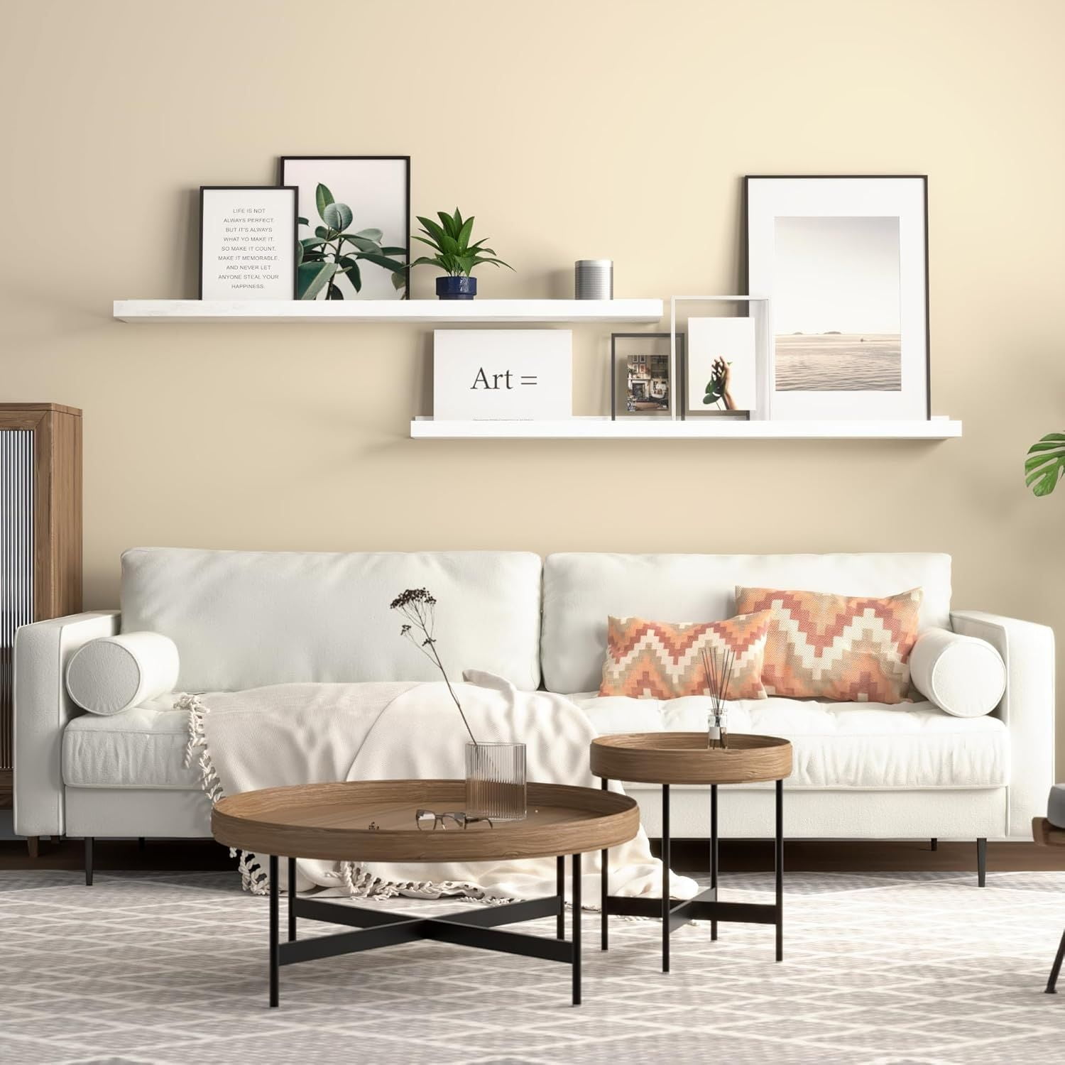 36 Inches Long Floating Shelves Wall Mounted, 2 Set Mod White Wall ...